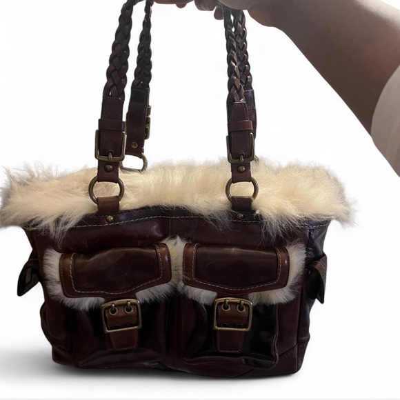 Coach | Bags | Coach Limited Edition Brown Leather Handbag With Faux ...